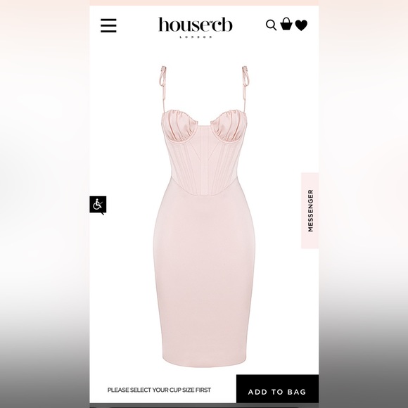 House of CB | Dresses | House Of Cb Alma Blush Pink Satin Corset Midi ...